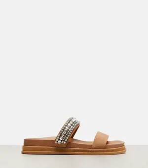 JIMMY CHOO Jadi Crystal-embellished Suede Slides - Brown