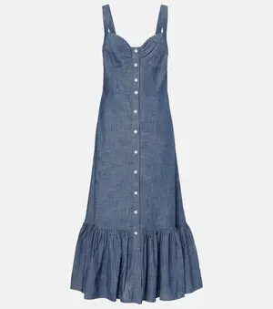 Polo Ralph Lauren Cotton Chambray Maxi Dress - Blue
