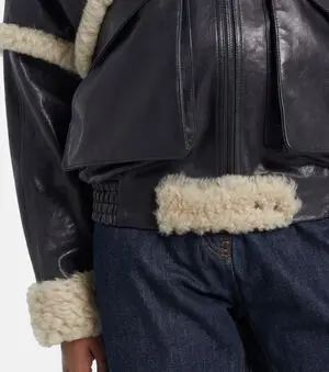 Magda Butrym Shearling-trimmed Leather Bomber Jacket