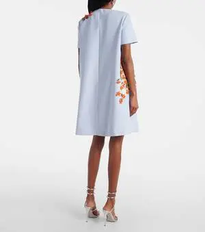 Carolina Herrera Floral-appliqué Crêpe Shift Dress - Blue