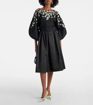 Carolina Herrera Floral Appliqué Cotton-blend Top