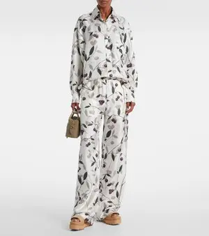 Stella McCartney Printed Silk Twill Wide-leg Pants