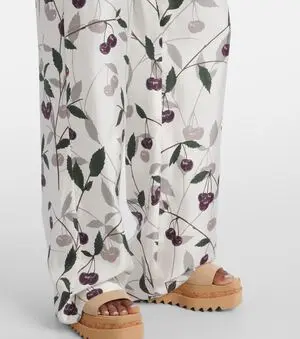 Stella McCartney Printed Silk Twill Wide-leg Pants