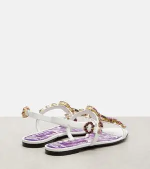 Dolce & Gabbana Embellished Leather Slingback Sandals - White