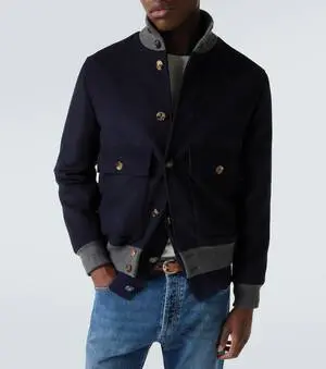 Brunello Cucinelli Wool Varsity Jacket - Blue