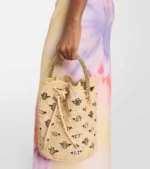 Rabanne Embellished Raffia Tote