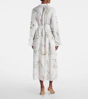 Erdem Floral Printed Silk Midi Dress