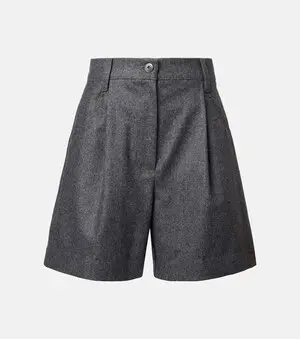 Brunello Cucinelli High-rise Virgin Wool Shorts - Grey