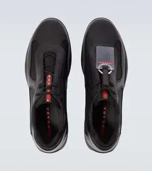 Prada America's Cup Leather-trimmed Sneakers - Black