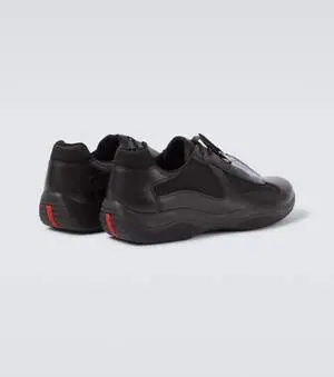 Prada America's Cup Leather-trimmed Sneakers - Black