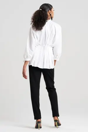 Natori Cotton Poplin Pleated Shirt