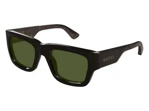 Gucci Full Rim Rectangle Sunglasses - Brown Havana Green (gg1668s/004/fr)