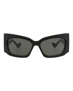 Gucci Shield Frame Recycled Acetate Sunglasses - Black Black Grey (gg1412s/30014422/001)