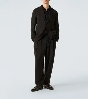 Giorgio Armani Jacquard Straight Pants - Blue