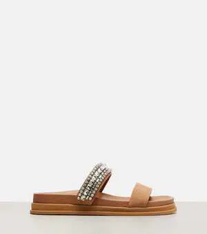 JIMMY CHOO Jadi Crystal-embellished Suede Slides