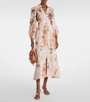Zimmermann Ascension Floral Linen Midi Dress