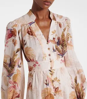Zimmermann Ascension Floral Linen Midi Dress