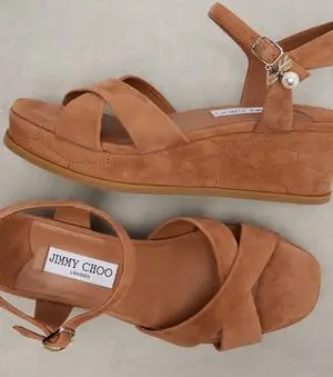 JIMMY CHOO Astra 60 Suede Wedge Sandals