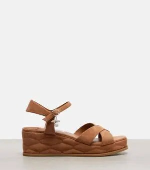 JIMMY CHOO Astra 60 Suede Wedge Sandals
