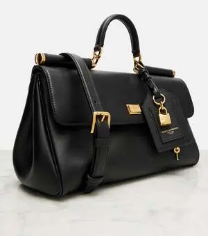 Dolce & Gabbana My Sicily Medium Leather Tote Bag - Black