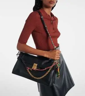 Prada Large Leather Shoulder Bag - Black