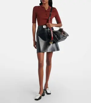 Prada Large Leather Shoulder Bag - Black