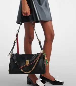 Prada Large Leather Shoulder Bag - Black
