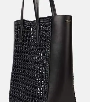 Khaite Small Leather-trimmed Raffia Tote Bag - Black