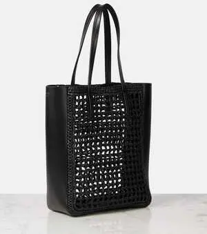 Khaite Small Leather-trimmed Raffia Tote Bag - Black