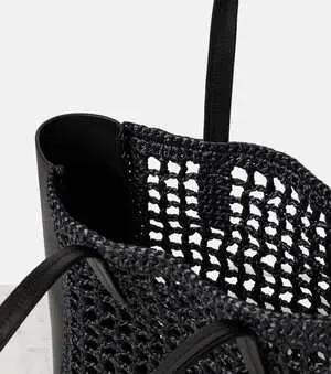 Khaite Small Leather-trimmed Raffia Tote Bag - Black
