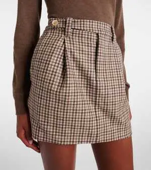Brunello Cucinelli Checked Virgin Wool Flannel Miniskirt