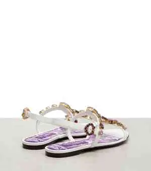 Dolce & Gabbana Embellished Leather Slingback Sandals