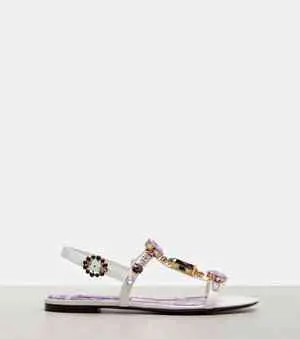 Dolce & Gabbana Embellished Leather Slingback Sandals