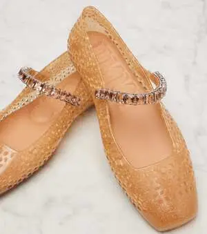 JIMMY CHOO Jelly Ballet Flats With Crystal Embellishments - Orange