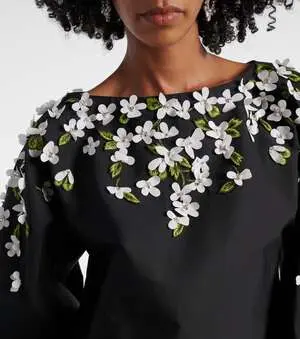 Carolina Herrera Floral-appliqué Cotton-blend Top
