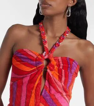 Emilio Pucci Marmo Embellished Cotton Terry Minidress