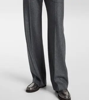 Brunello Cucinelli Pleated Virgin Wool Straight Leg Trousers