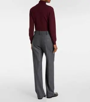 Brunello Cucinelli Pleated Virgin Wool Straight Leg Trousers