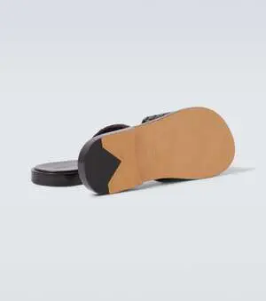 Bottega Veneta Elio Intrecciato Leather Slides - Brown