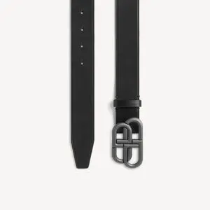 Balenciaga Bb Large Leather Belt - Black