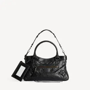 Balenciaga Le City First Bag In Arena Lambskin - Black