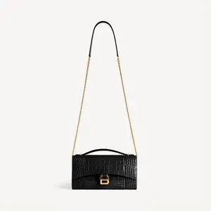 Balenciaga Hourglass Pochette With Chain - Black