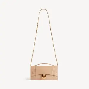 Balenciaga Hourglass Pochette With Chain - Beige