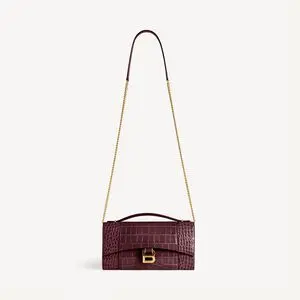 Balenciaga Hourglass Pochette With Chain - Red