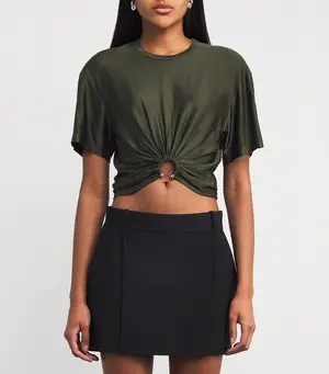 Rabanne Jersey Ring-gathered Crop Top - Green