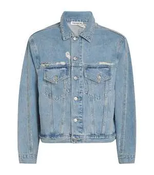 COLE BUXTON Distressed Denim Trucker Jacket
