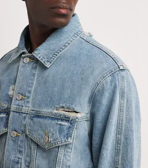 COLE BUXTON Distressed Denim Trucker Jacket