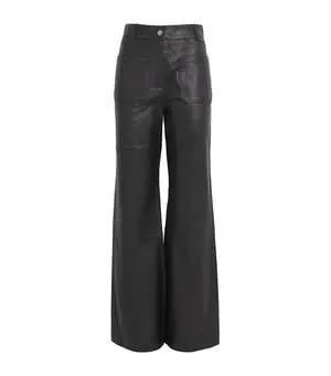 Victoria Beckham Leather Alina Trousers - Black