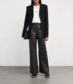 Victoria Beckham Alina Leather Wide-leg Trousers