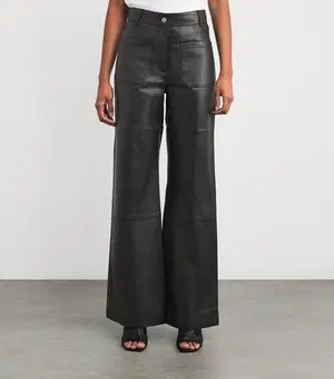 Victoria Beckham Alina Leather Wide-leg Trousers